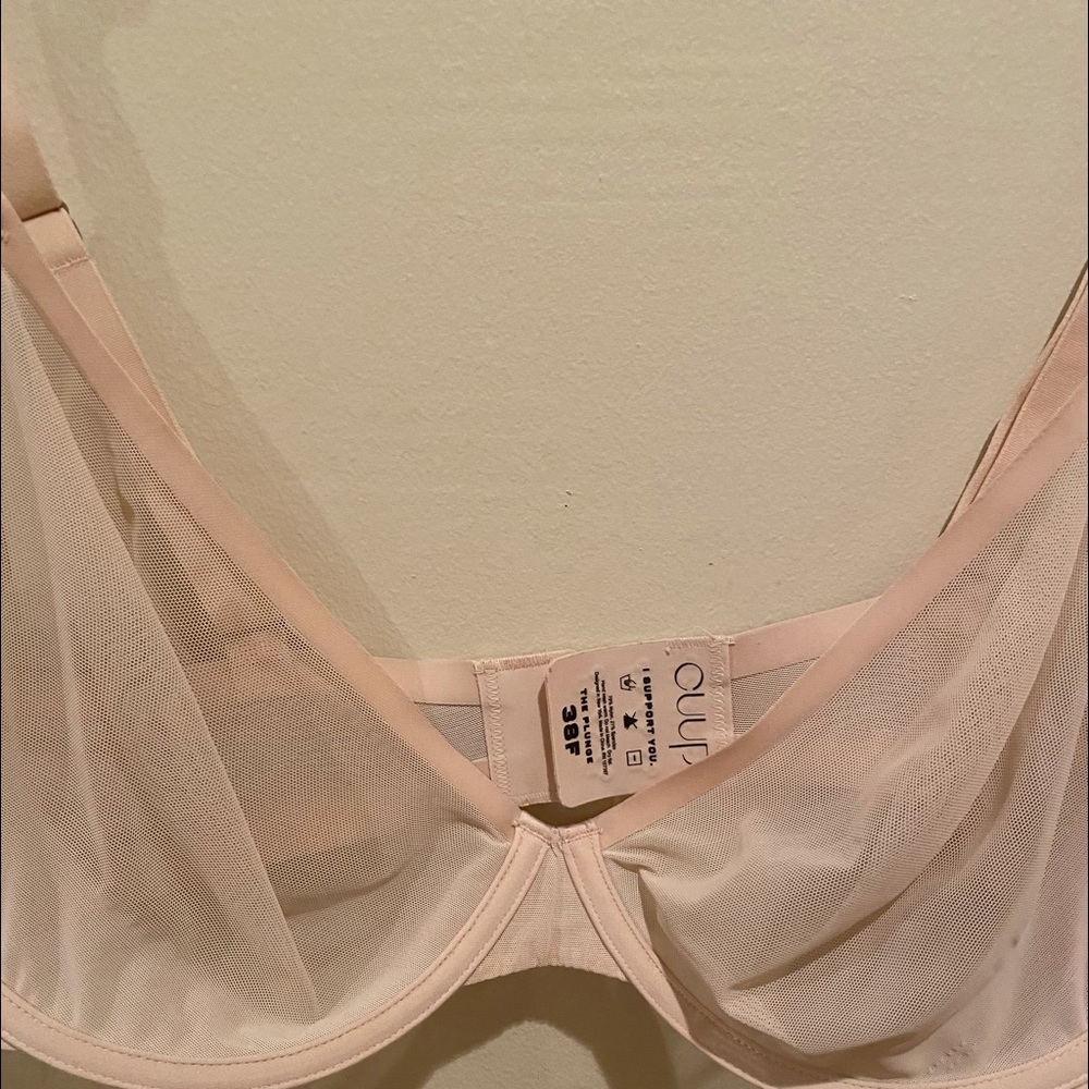 Cuup Sheer Plunge Bra In Blush 38f - Gem